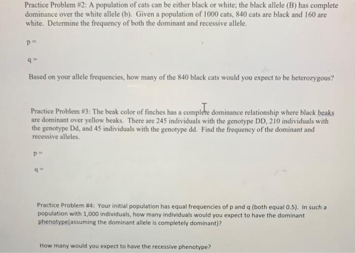 Solved Practice Problem \#2: A population of cats can be | Chegg.com