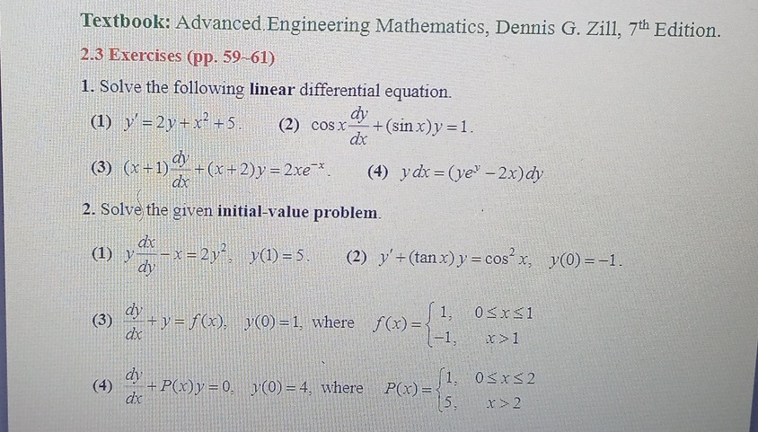 Solved Textbook: Advanced. Engineering Mathematics, Dennis | Chegg.com