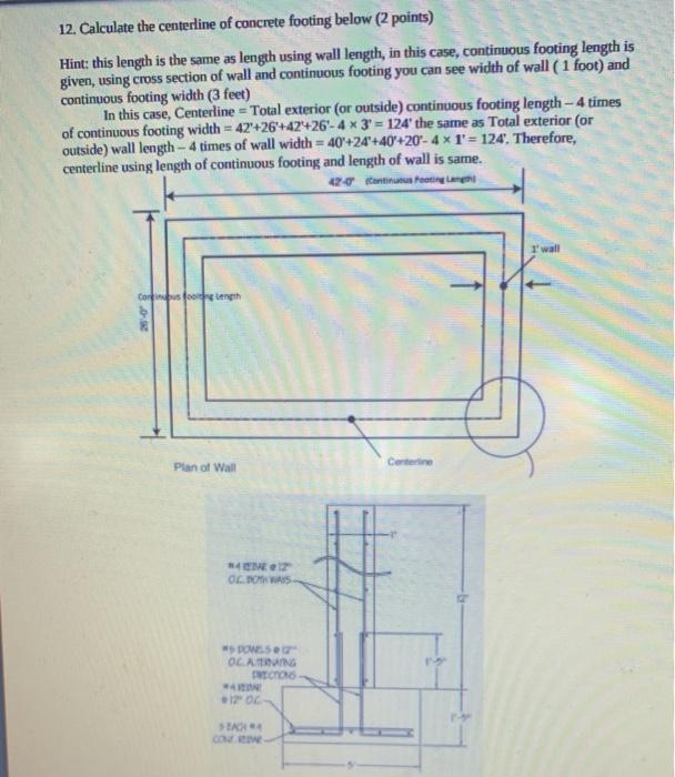 Solved 12. Calculate the centerline of concrete footing | Chegg.com