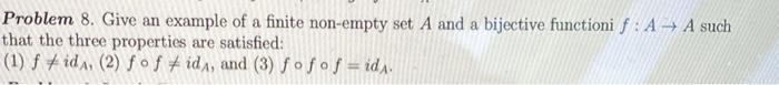 Solved Problem 8. Give an example of a finite non-empty set | Chegg.com
