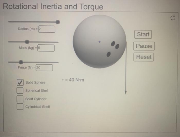 Solved Rotational Inertia and Torque Radius (m) = 2 Start | Chegg.com