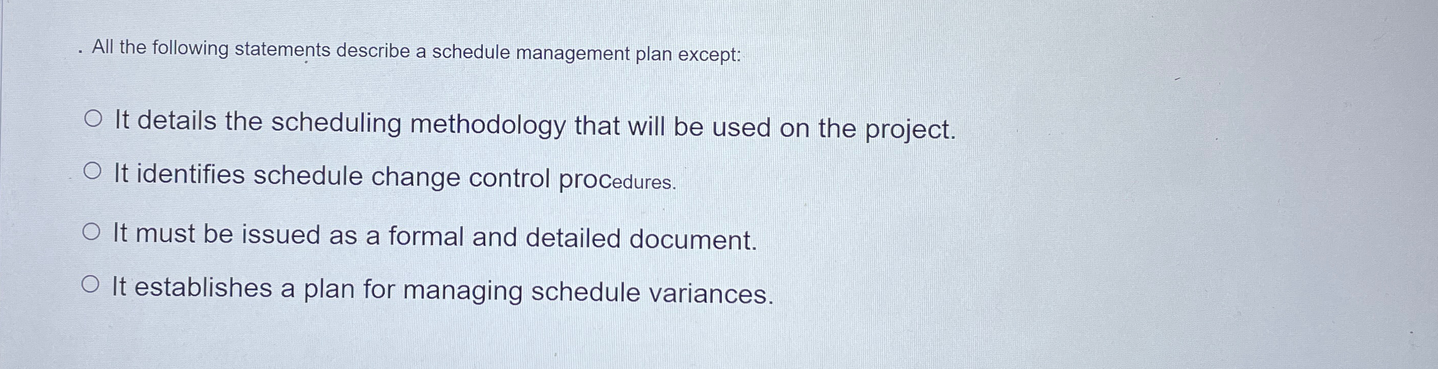 Solved All the following statements describe a schedule | Chegg.com