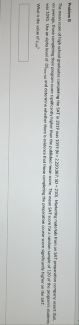 Solved Problem BThe mean score of high school graduates | Chegg.com