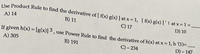 Solved Use Product Rule to find the derivative of [f(x)g(x)] | Chegg.com