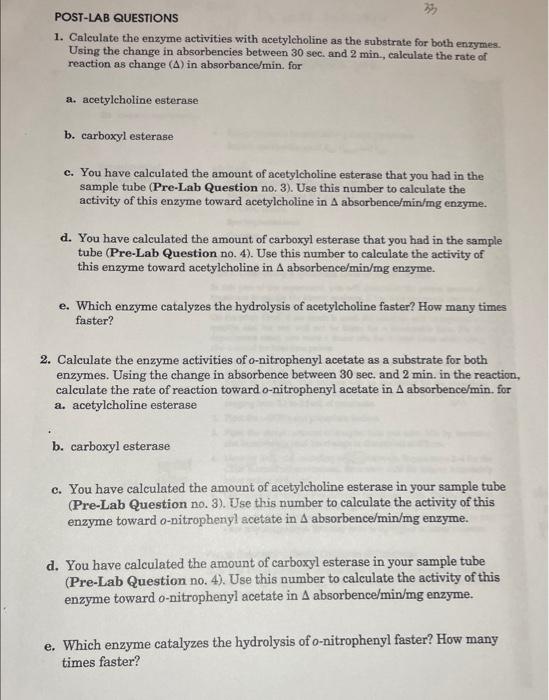 Solved Need help with just the POST LAB. I've attached the | Chegg.com