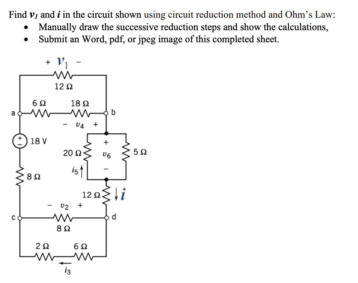 Solved Find v1 ﻿and i ﻿in the circuit shown using circuit | Chegg.com