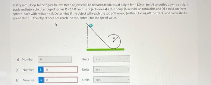 Solved Rolling into a loop. In the figure below, three | Chegg.com