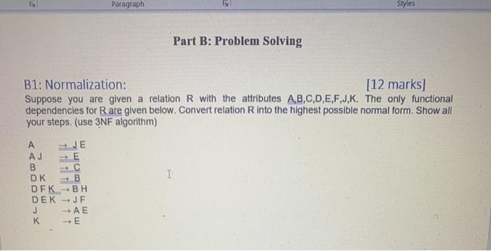 Solved Paragraph Styles Part B: Problem Solving B1: | Chegg.com