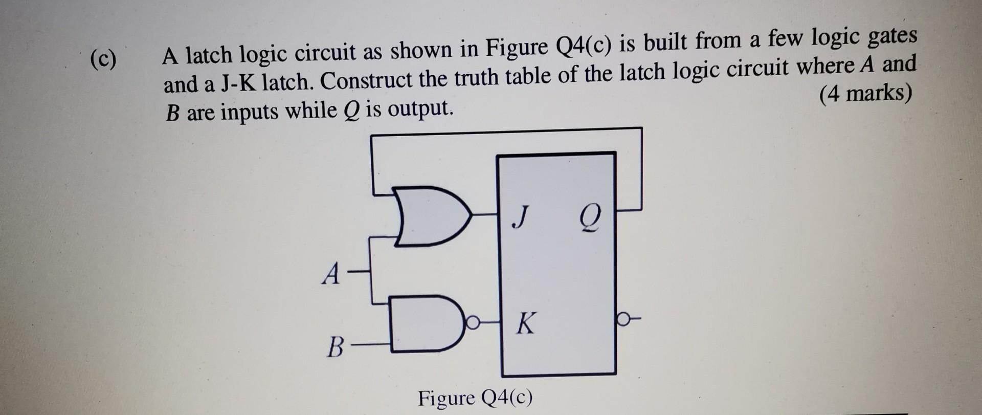 Solved (c) A latch logic circuit as shown in Figure Q4(c) is | Chegg.com