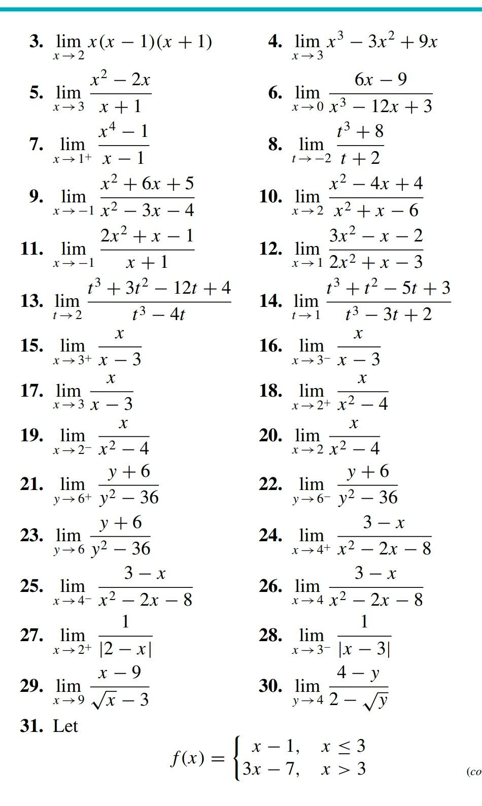 Solved 3 Lim X x 1 x 1 4 Lim X3 3x2 9x X 2 X 3 Chegg