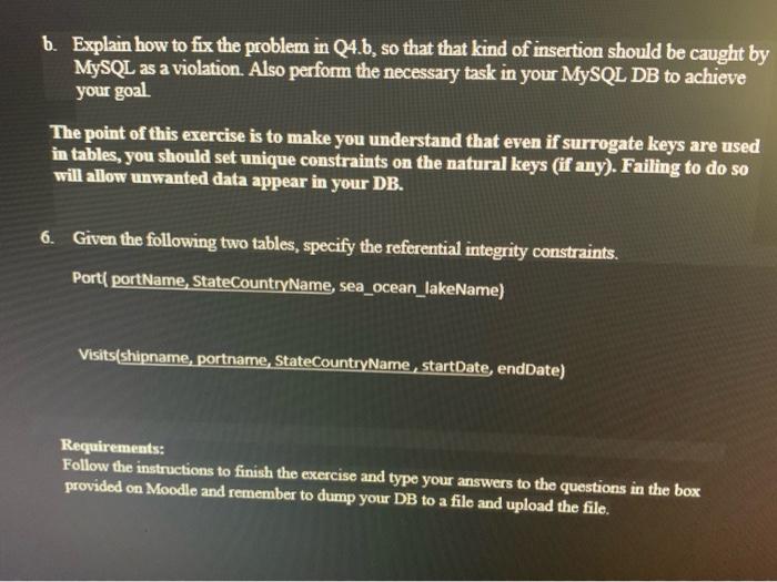 In-class exercise 5: Creating Constraints in MySQL DB | Chegg.com