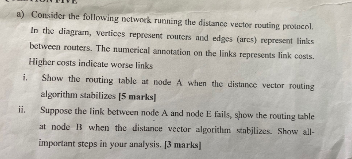 Solved a) Consider the following network running the | Chegg.com