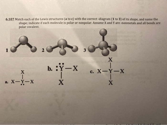 Solved 6.107 Match each of the Lewis structures (a to c) | Chegg.com