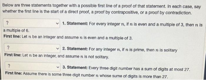 Solved Below are three statements together with a possible | Chegg.com