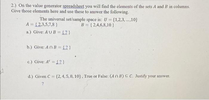 Solved 1 2.) On the value generator spreadsheet you will | Chegg.com