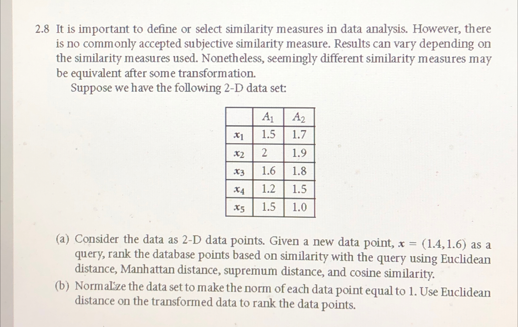 2.8 ﻿It is important to define or select similarity | Chegg.com