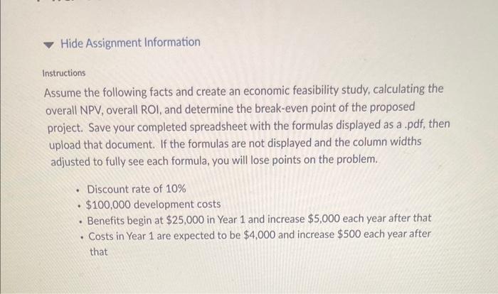 Solved Hide Assignment Information Instructions Assume the | Chegg.com