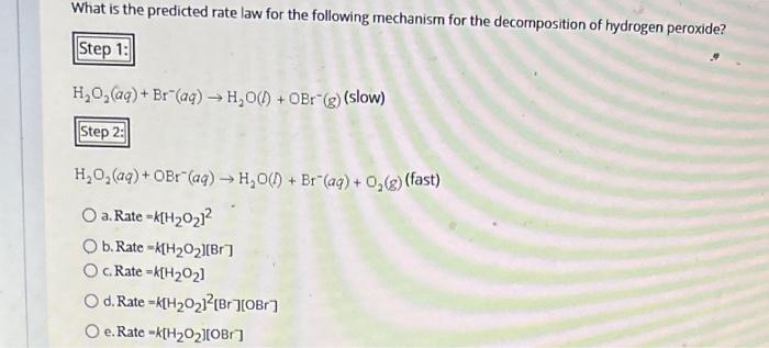Solved What is the predicted rate law for the following | Chegg.com