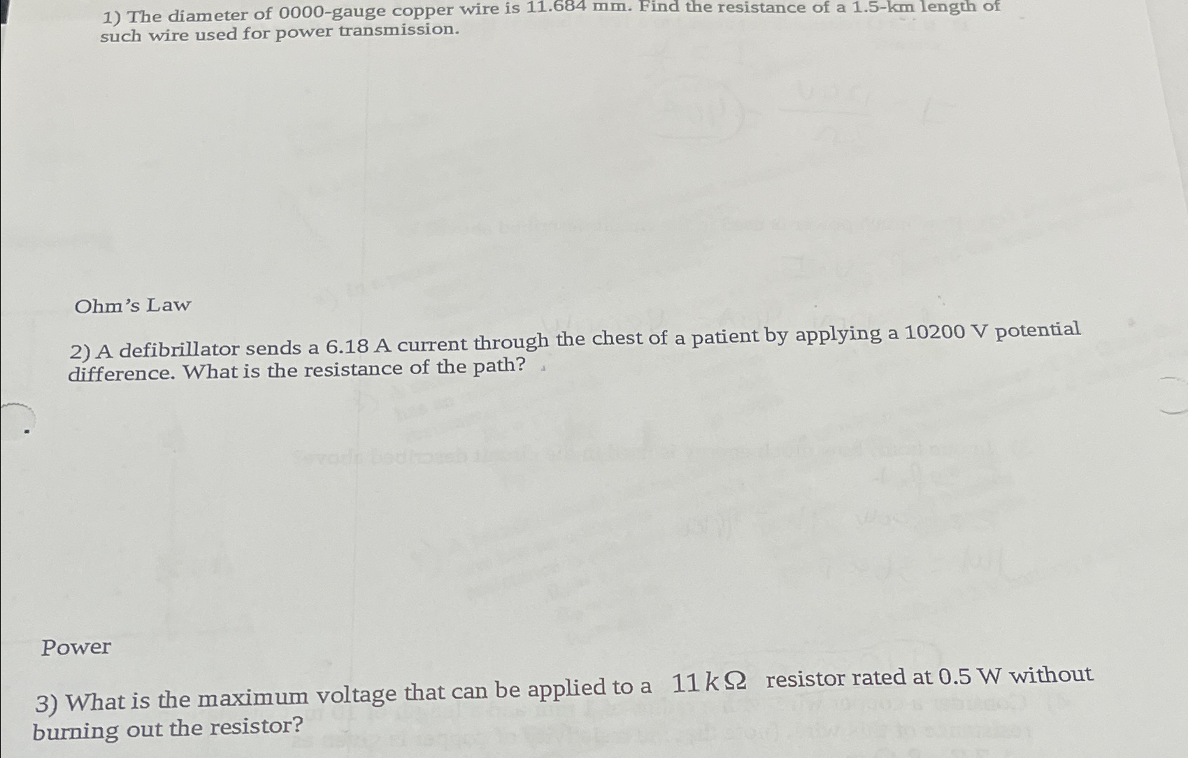 Solved The diameter of 0000 -gauge copper wire is 11.684mm. | Chegg.com