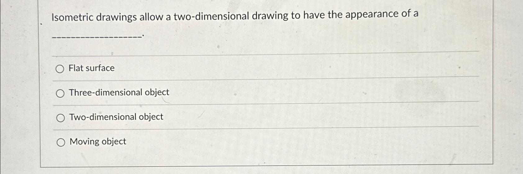 Solved Isometric drawings allow a two-dimensional drawing to | Chegg.com
