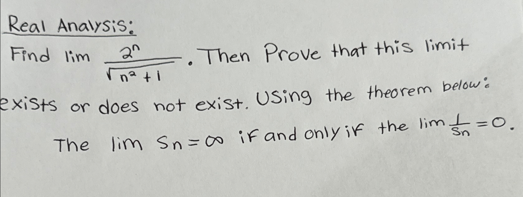 Real Analysis:Find lim?2nn2+12. ﻿Then Prove that this | Chegg.com