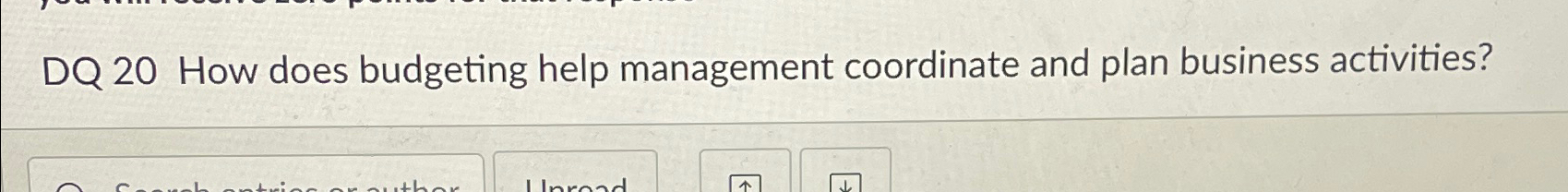 Solved DQ 20 ﻿How does budgeting help management coordinate | Chegg.com