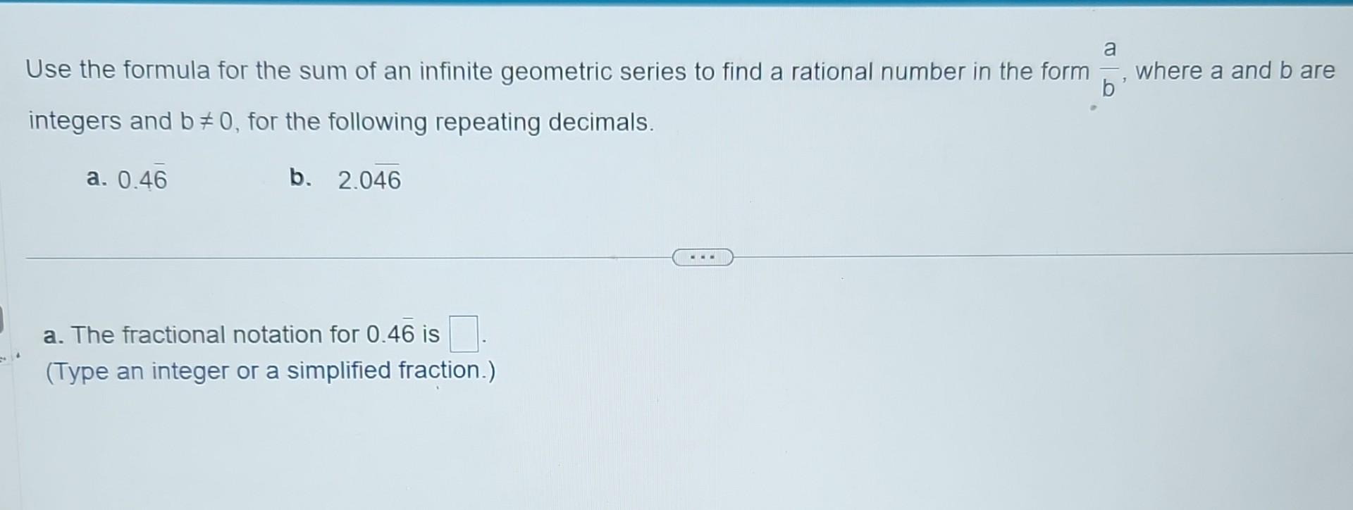 Solved Use the formula for the sum of an infinite geometric | Chegg.com