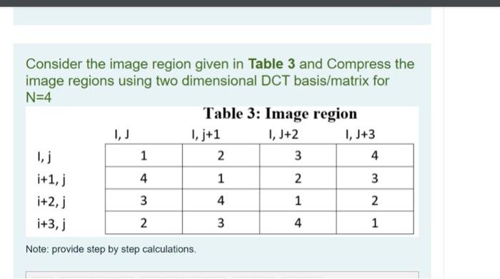 Solved Consider the image region given in Table 3 and | Chegg.com