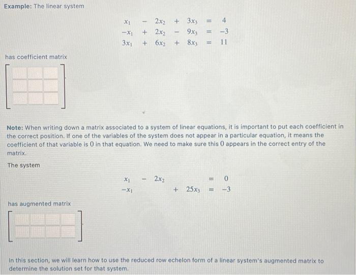 Solved Example: The linear system | Chegg.com