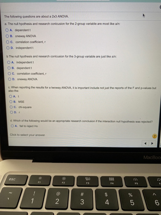 Solved The following questions are about a 2x3 ANOVA. a. The | Chegg.com