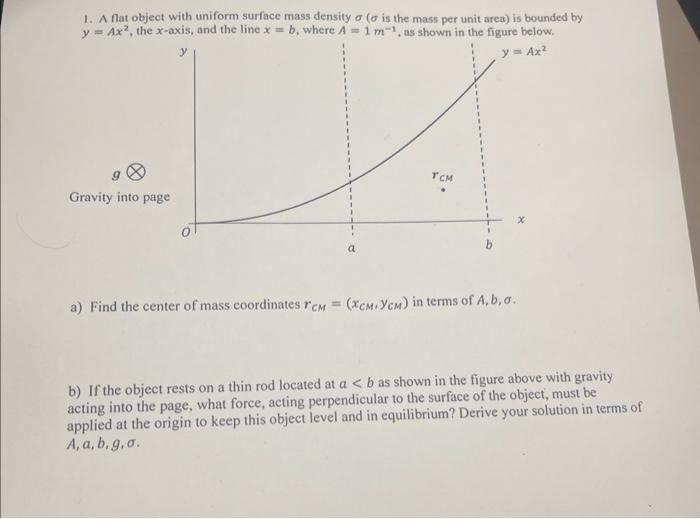 Solved 1. A flat object with uniform surface mass density σ | Chegg.com