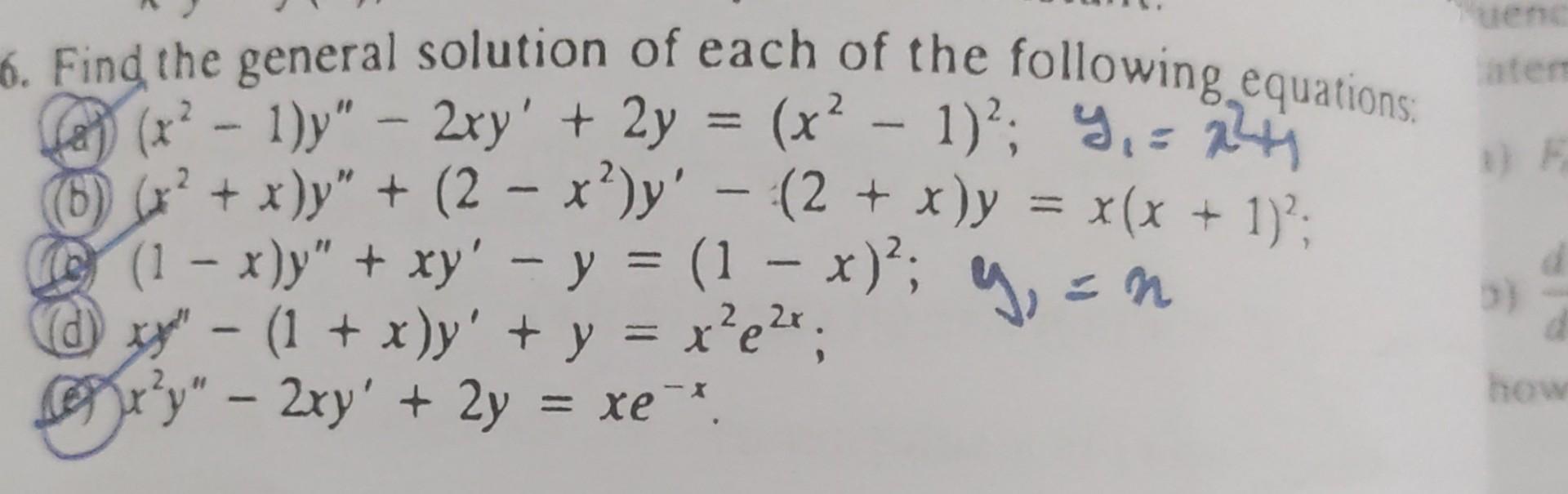Solved Find the general solution of each of the following | Chegg.com