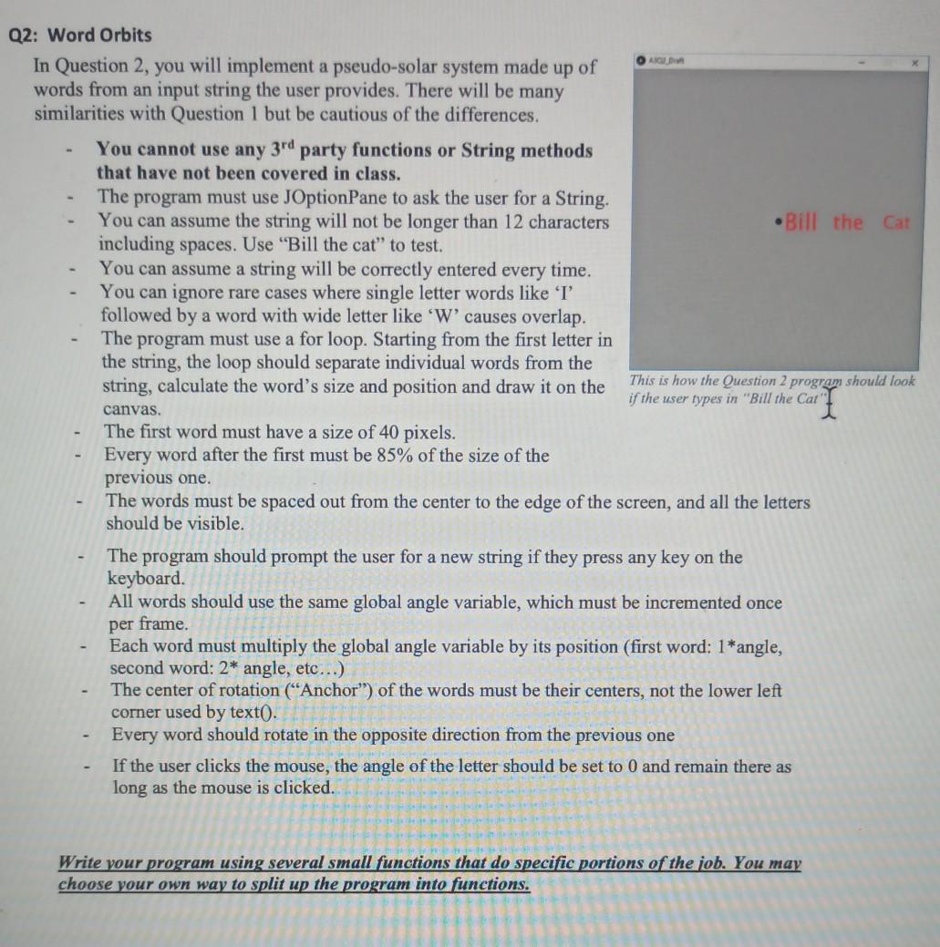 Solved O A Q2: Word Orbits In Question 2, you will implement | Chegg.com
