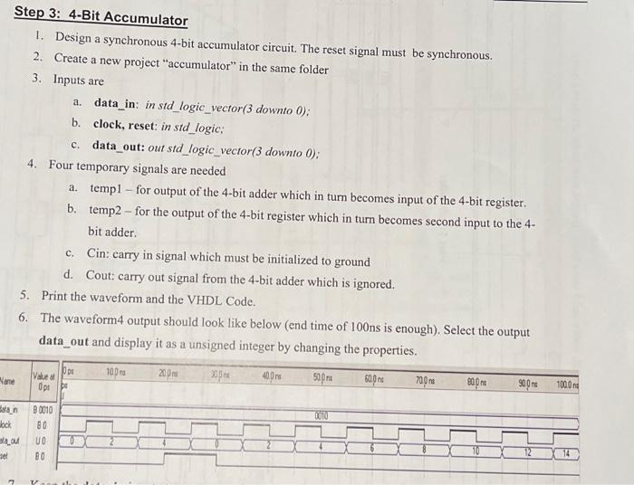 Step 3 4 Bit Accumulator 1 Design A Synchronous 