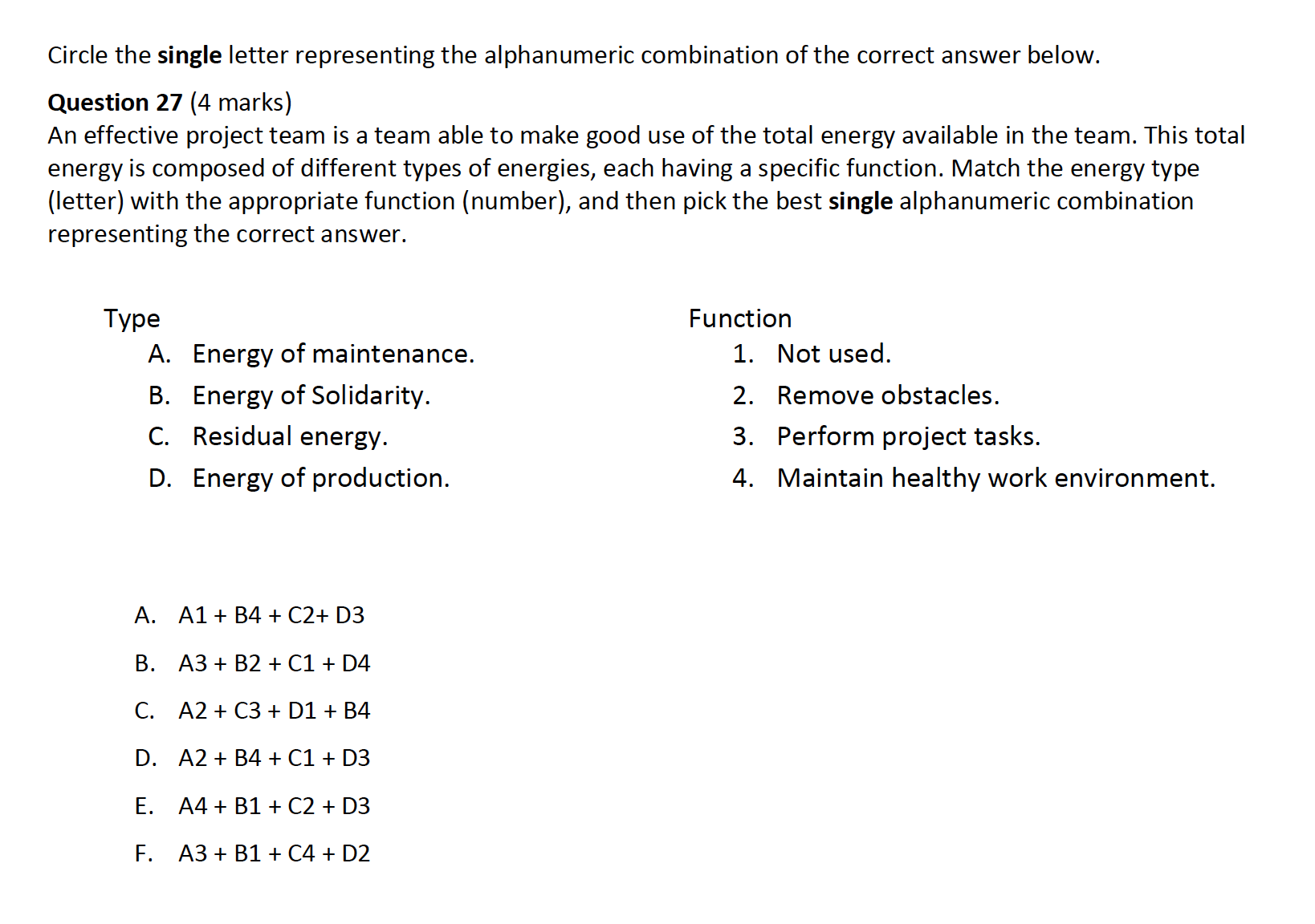 Solved Circle the single letter representing the | Chegg.com