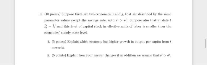 2. (25 points) Consider the Solow growth model | Chegg.com