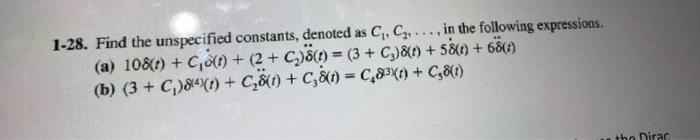 Solved 1-28. Find the unspecified constants, denoted as | Chegg.com