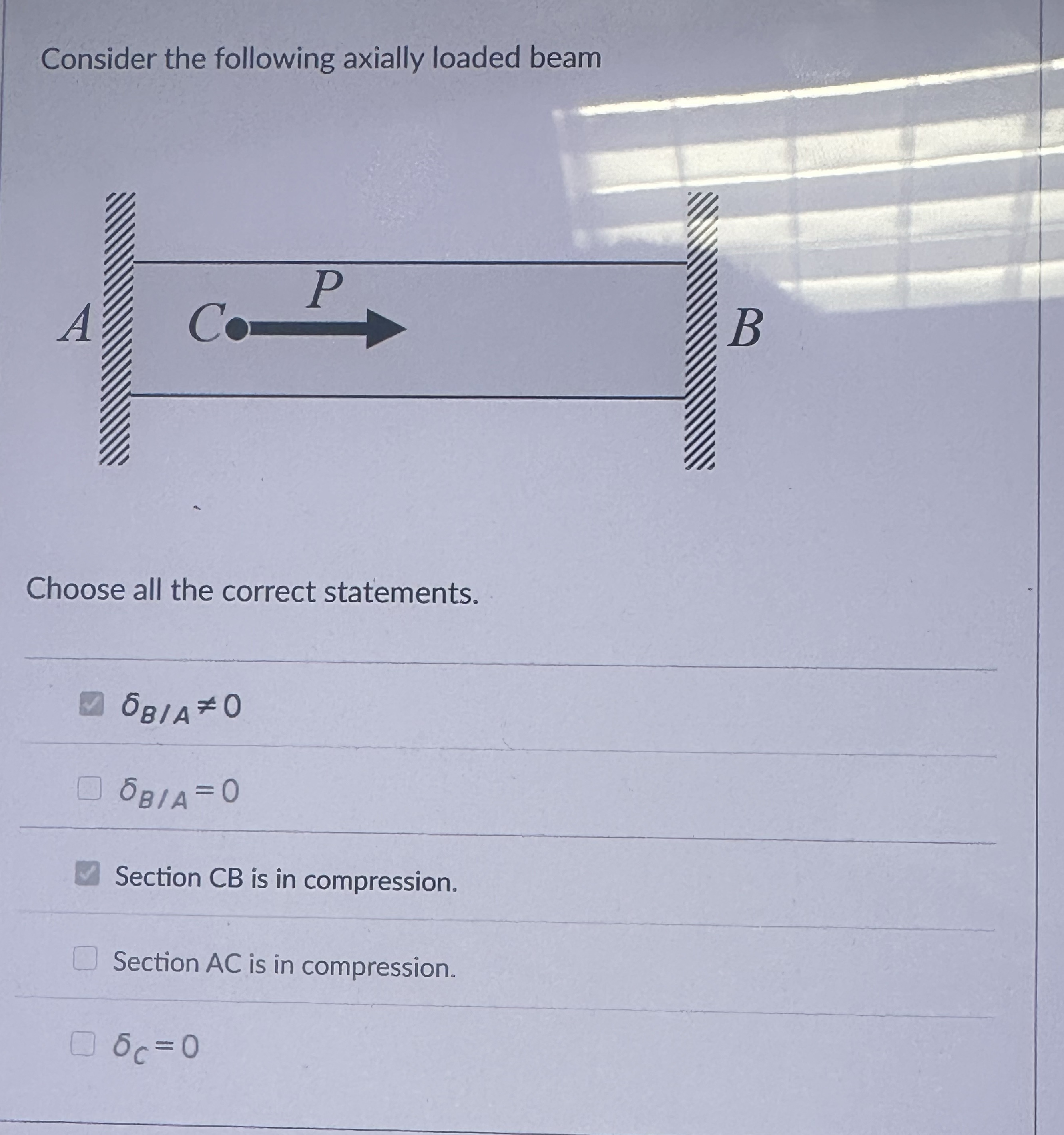Solved Consider the following axially loaded beamChoose all | Chegg.com