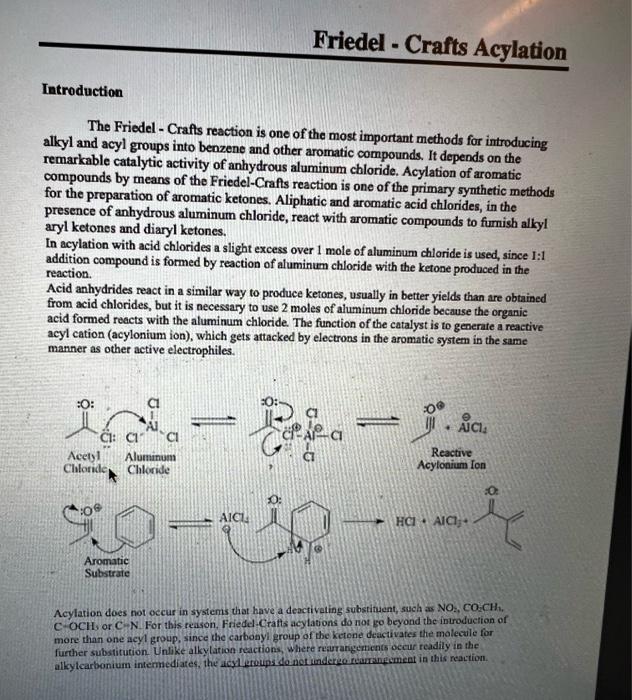 Solved The Friedel - Crafts reaction is one of the most | Chegg.com