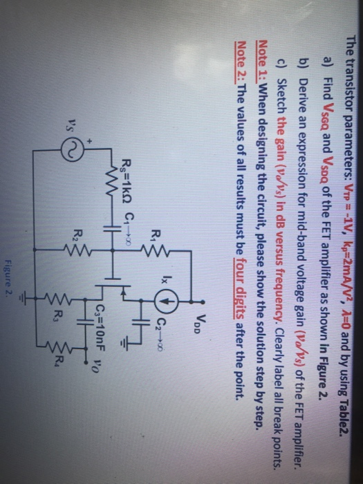 Solved The transistor parameters: Vpp = -1V, kp=2mA/v2, 2=0 | Chegg.com
