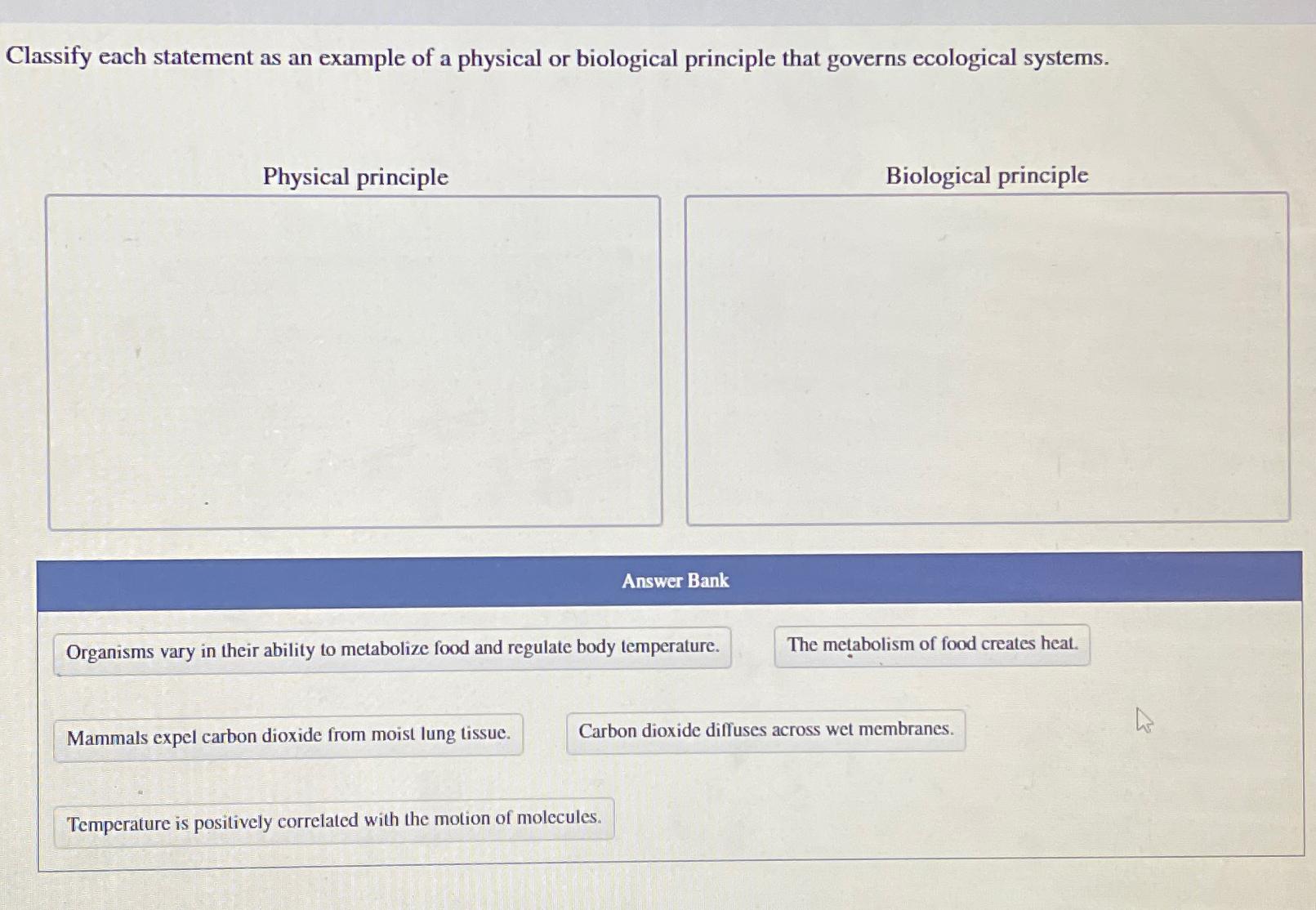Classify each statement as an example of a physical | Chegg.com
