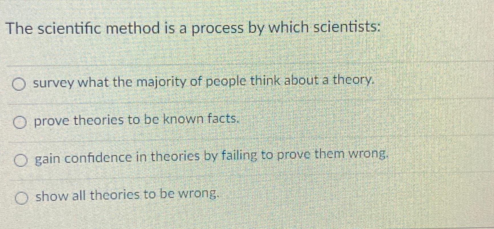 Solved The scientific method is a process by which | Chegg.com