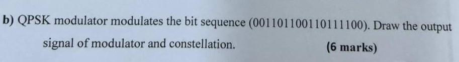 b) QPSK modulator modulates the bit sequence | Chegg.com
