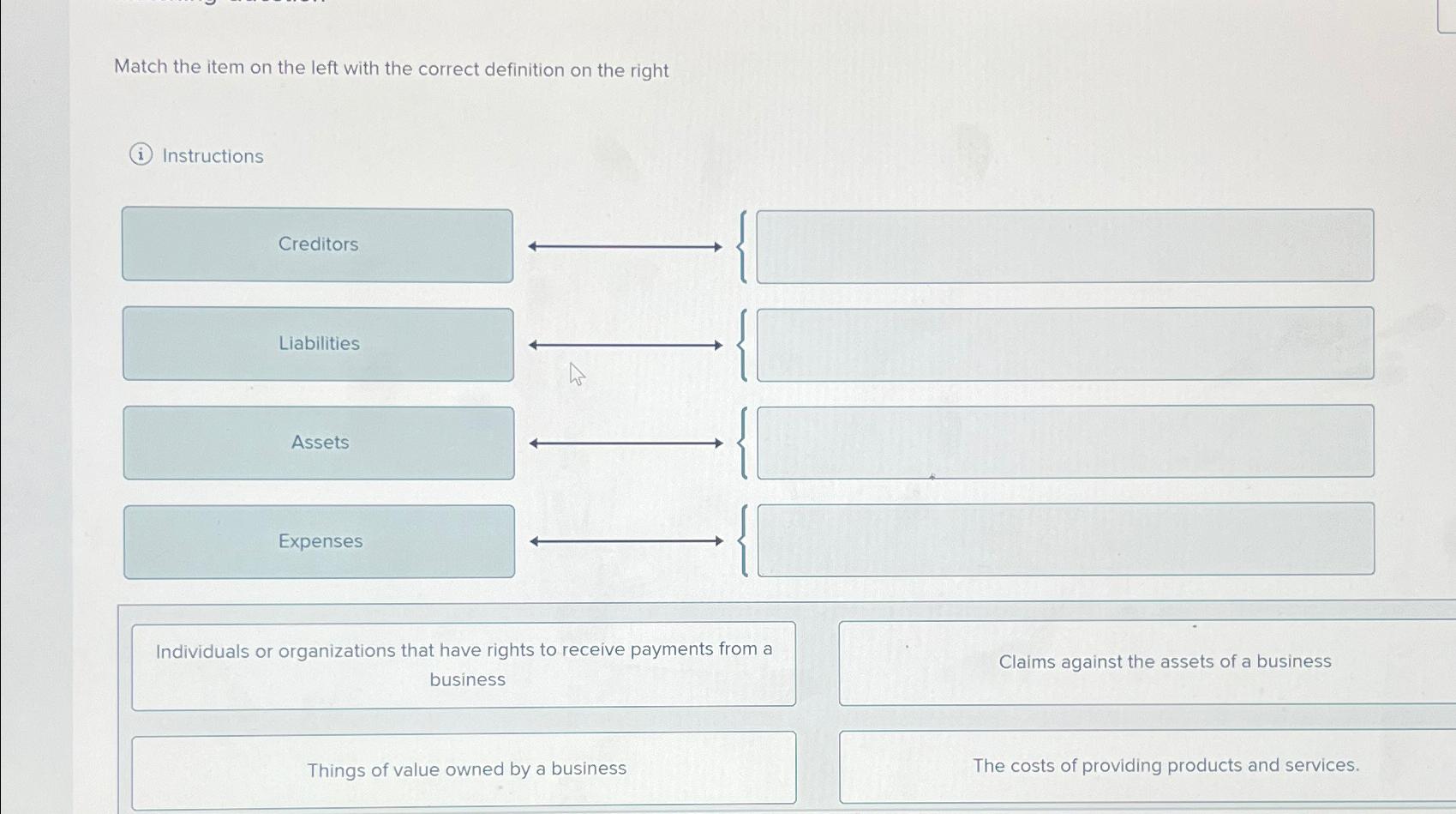 Solved Match the item on the left with the correct | Chegg.com