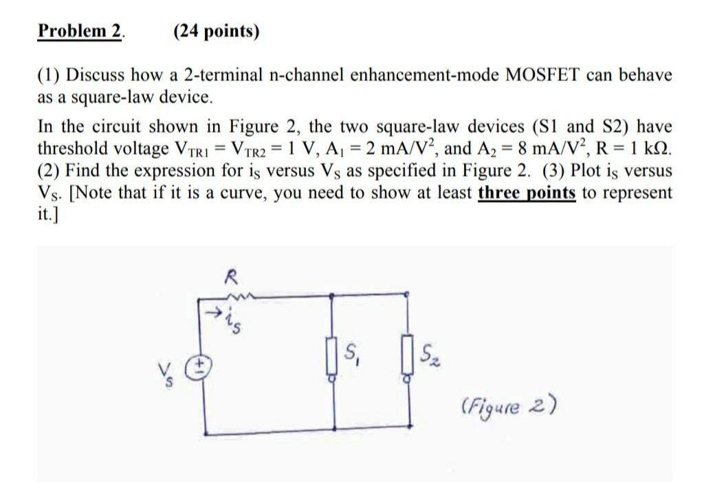 Solved (1) Discuss how a 2-terminal n-channel | Chegg.com