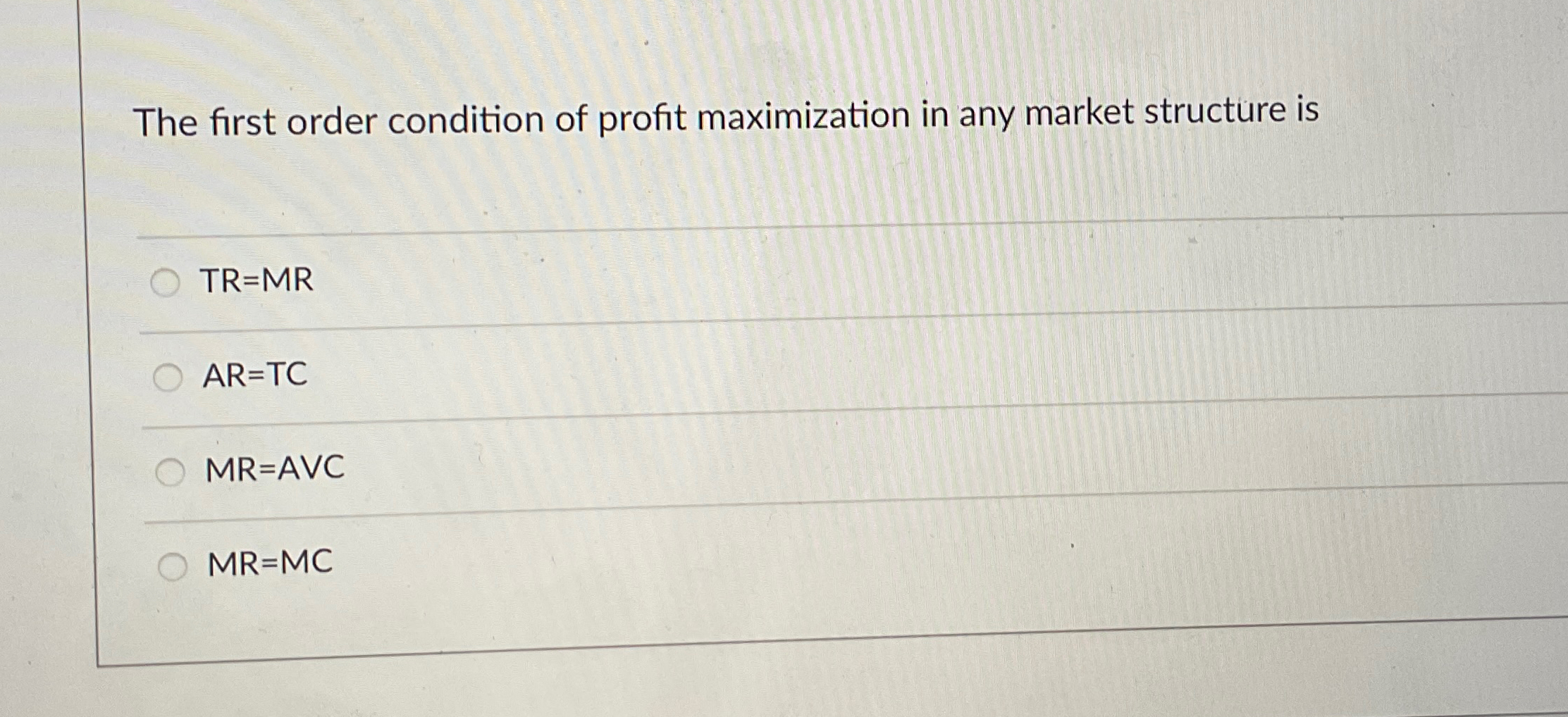 Solved The first order condition of profit maximization in | Chegg.com