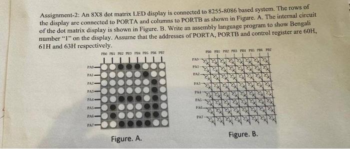 Solved An 8X8 dot matrix LED display is connected to | Chegg.com