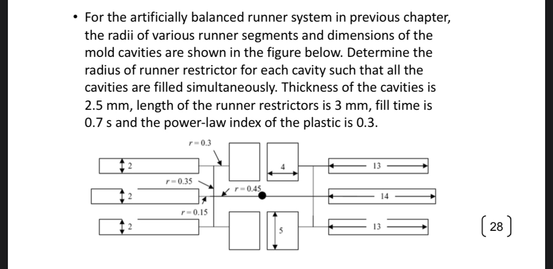 Solved For the artificially balanced runner system in | Chegg.com