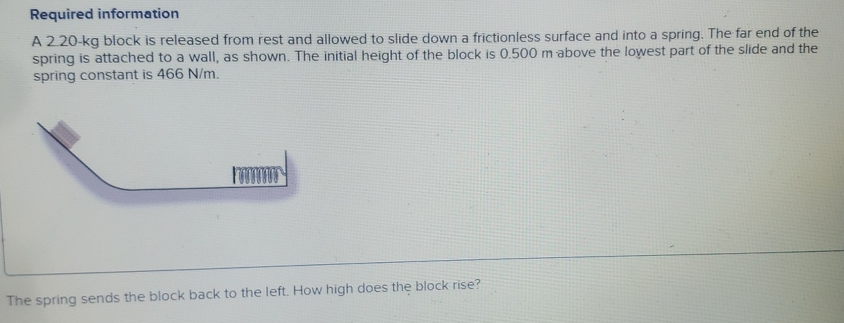 Solved Required informationA 2.20kg ﻿block is released from | Chegg.com
