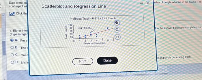 Solved scatterplot with the regression line Conglete parts | Chegg.com